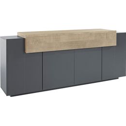 Sideboard Tecnos "Coro" Sideboards Gr. B/H/T: 200 cm x 85,6 cm x 45 cm, grau (anthrazit matt, oak) Sideboards