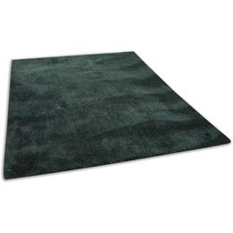 Hochflor-Teppich Tom Tailor HOME "Shaggy Teppich Cozy" Teppiche Gr. B/L: 160 cm x 230 cm, 25 mm, 1 St., grün (dunkelgrün) Esszimmerteppiche Uni Farben, auch in Pastell ideal im Wohnzimmer & Schlafzimmer