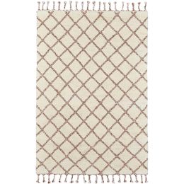 Wollteppich Theko "MARMOUCHA 05" Teppiche Gr. B/L: 90 cm x 160 cm, 24 mm, 1 St., braun (braun, weiß) Schurwollteppiche