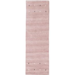 Wollteppich CarpetFine "Gabbeh Uni" Teppiche Gr. B/L: 75 cm x 200 cm, 15 mm, 1 St., rosa Orientalische Muster