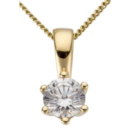 Ketten-Anhänger Firetti "Schmuck Geschenk Gold 750 Halsschmuck Anhänger Halskette Solitär" Schmuckanhänger Gr. 0,5 ct P2 = erkennbare Einschlüsse, Gelbgold 585-Diamanten, 0,85 g, gelb (gelbgoldfarben, gw=getöntes, weiß) Damen Anhänger