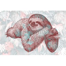 ARCHITECTS PAPER Fototapete "Atelier 47 Sloth Design 1" Tapeten Gr. B/L: 4 m x 2,7 m, bunt (orange, türkis, schwarz) Fototapeten Natur
