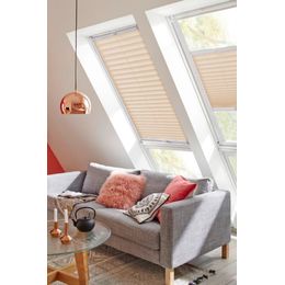 Dachfensterplissee SUNLINES "Classic Style Crepe" Plissees Gr. 100 cm, zweiseitig verschiebbar, 38 cm, beige (creme, weiß) Dachfensterplissees