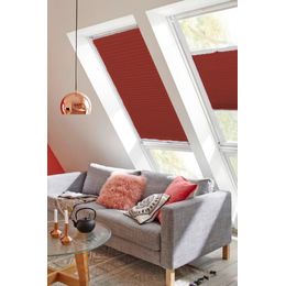 Dachfensterplissee SUNLINES "StartUp Style Honeycomb VD" Plissees Gr. 121,5 cm, zweiseitig verschiebbar, 117,3 cm, rot (ziegelrot, weiß) Dachfensterplissees
