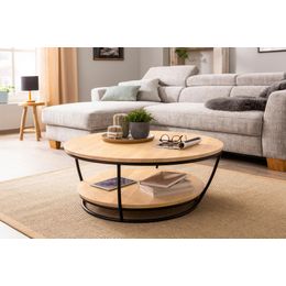 Couchtisch Home Affaire "Krems" Tische Gr. B/H/T: 90,5 cm x 35 cm x 90,5 cm, braun (wildeiche natur, schwarz) Couchtische rund oval