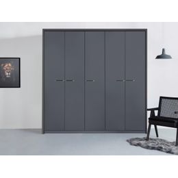 Drehtürenschrank Rauch "Oteli" Schränke Gr. B/H/T: 230 cm x 231 cm x 58 cm, ohne Beleuchtung, 5 St., grau (graumetallic) Drehtürenschränke