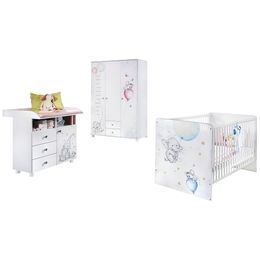 Babyzimmer-Komplettset Rauch "Vancouver" Schlafzimmermöbel-Sets Gr. B/H: 70 cm x 140 cm, weiß (alpinweiß, printdekor) Baby Komplett-Babybetten