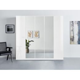 Drehtürenschrank Rauch "Oteli" Schränke Gr. B/H/T: 226 cm x 210 cm x 54 cm, Mit Spiegel, weiß (weiß, hochglanz weiß) Drehtürenschränke Bestseller