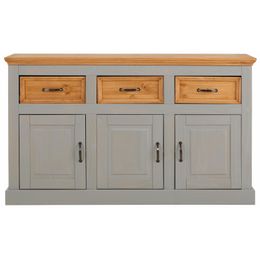 Sideboard Home Affaire "Selma" Sideboards Gr. B/H/T: 145 cm x 87 cm x 38 cm, 3, grau (grau, gebeizt) Sideboards