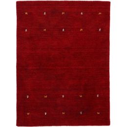 Wollteppich CarpetFine "Gabbeh Uni" Teppiche Gr. B/L: 80 cm x 150 cm, 15 mm, 1 St., rot Schurwollteppiche