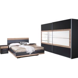 Schlafzimmer-Set Rauch "Tarragona" Schlafzimmermöbel-Sets Gr. Bett 160 x 200 cm-Schrank 271 cm + ohne Matratze, grau (graumetallic, eiche sanremo hell) Komplett Schlafzimmer