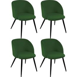 Armlehnstuhl PAROLI "Dali" Stühle Gr. B/H/T: 54 cm x 78 cm x 55 cm, 4 St., Velourstoff fein, Gestell in schwarz + Metall, grün (dunkelgrün) Armlehnstühle