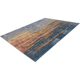 Teppich Calo-deluxe "Ophir 305" Teppiche Gr. B/L: 155 cm x 230 cm, 8 mm, 1 St., blau (blau, beige) Baumwollteppiche