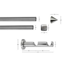 Gardinenstange Garesa "DIAMANT" Gardinenstangen Gr. L: 470 cm Ø 16 mm, 2 läufig, silberfarben (edelstahlfarben) Gardinenstangen nach Maß