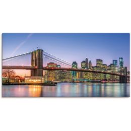 Wandbild Artland "Skyline New York City" Bilder Gr. B/H: 100 cm x 50 cm, Leinwandbild New York Querformat, 1 St., blau Kunstdrucke