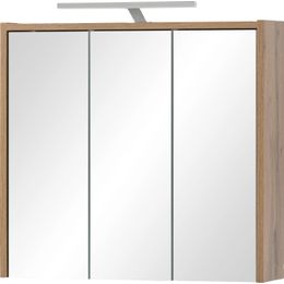 Badezimmerspiegelschrank Inosign "Dex" Schränke Gr. B/H/T: 65,0 cm x 64,0 cm x 16,0 cm, 3 St., braun (eiche landhausfarben) Bad-Spiegelschränke