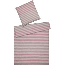 Bettwäsche Elegante "Clear" Gr. B/L: 135 cm x 200 cm (1 St.), B/L: 80 cm x 80 cm (1 St.), Halbleinen, pink (blush) Bettwäsche 135x200 cm