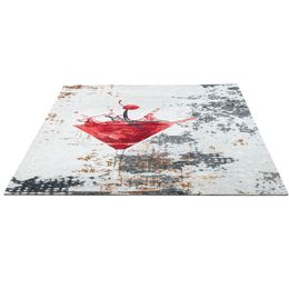 Teppich Sansibar "Keitum 014" Teppiche Gr. B/L: 130 cm x 190 cm, 3 mm, 1 St., bunt (rot, multi) Esszimmerteppiche