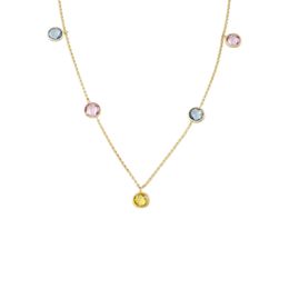 Kette mit Anhänger Amor "2014455" Halsketten Gr. Gelbgold 375, Länge: 46 cm, bunt (gelbgoldfarben, pink, gelb, blau> <gelbgoldfarben, blau) Damen Ketten mit Anhänger