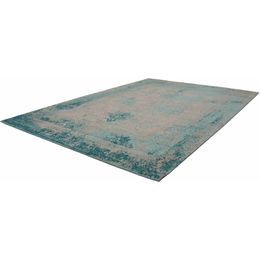 Teppich Kayoom "Nostalgia 285" Teppiche Gr. B/L: 200 cm x 290 cm, 10 mm, 1 St., blau (türkis) Baumwollteppiche Flachgewebe, Vintage Design, Wohnzimmer