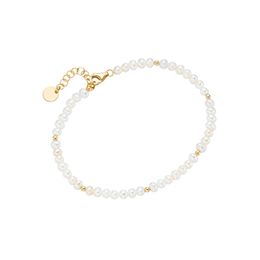 Armband Firetti "Schmuck Geschenk Gold 375 Armschmuck Armkette Goldarmband" Armbänder Gr. Gelbgold 375-Perlen, weiß (gelbgoldfarben, weiß) Damen Perlenarmbänder