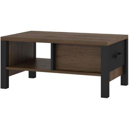 Couchtisch Helvetia "Olin" Tische Gr. B/H/T: 90 cm x 42 cm x 56 cm, braun (okapinussbaumfarben, schwarz matt, okapinussbaumfarben) Couchtische eckig