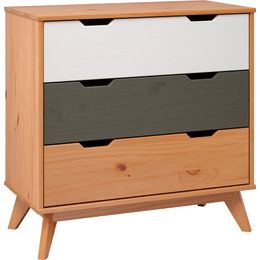 Kommode INTER-FURN "Scandik" Sideboards Gr. B/H/T: 80 cm x 79 cm x 40 cm, 3, braun (honigfarben lackiert, weiß, grau) Kommode