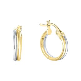 Paar Creolen Firetti "Schmuck Geschenk Gold 375 Ohrschmuck Creole" Ohrringe Gr. Gelbgold 375, goldfarben (gelbgoldfarben, weißgoldfarben) Damen Creolen