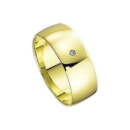 Trauring Firetti "Schmuck Geschenk Gold Hochzeit Ehering "LIEBE"" Fingerringe Gr. 22, 0,01 ct SI = kleine Einschlüsse mit Brillant, Gelbgold 375, 7 mm, gelb (gelbgoldfarben) Trauringe Made in Germany, wahlweise mit oder ohne Brillant