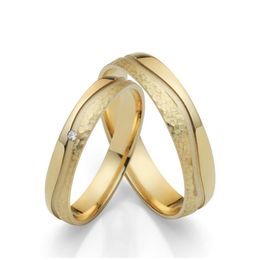 Trauring Firetti "Schmuck Geschenk Gold 750 Hochzeit Ehering "LIEBE"" Fingerringe Gr. 50, ohne Brillant, Gelbgold 375, 4,5 mm, gelb (gelbgoldfarben) Trauringe
