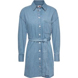 Jeanskleid Tommy Jeans "TJW BELTED DENIM SHIRT DRESS EXT" Gr. XL (42), N-Gr, blau (denim_medium) Damen Kleider Freizeitkleider