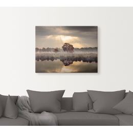 Leinwandbild Artland "Der Herbst in seiner stillen Einsamkeit" Bilder Gr. B/H: 80 cm x 60 cm, Gewässer, 1 St., beige (natur) Leinwandbilder