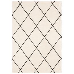 Hochflor-Teppich LEONIQUE "Belle" Teppiche Gr. B/L: 80 cm x 150 cm, 35 mm, 1 St., schwarz (creme, schwarz) Esszimmerteppiche