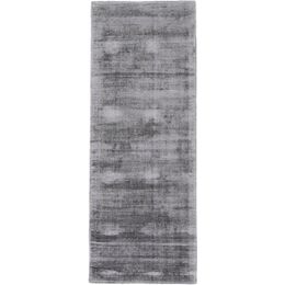 Teppich CarpetFine "Ava Viskoseteppich" Teppiche Gr. B/L: 75 cm x 200 cm, 13 mm, 1 St., grau (hellgrau) Esszimmerteppiche Seidenoptik, leichter Glanz, auch als Läufer erhältlich