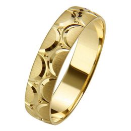 Trauring Firetti "Schmuck Geschenk Gold 375 Hochzeit Ehering "LIEBE"" Fingerringe Gr. 19, ohne Brillant, Gelbgold 585, 5 mm, gelb (gelbgoldfarben) Trauringe