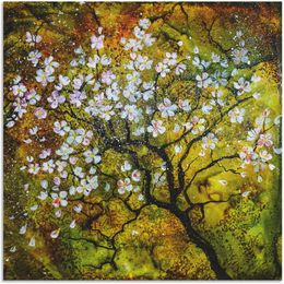 Wandbild Artland "Kirschblüte" Bilder Gr. B/H: 100 cm x 100 cm, Alu-Dibond-Druck Baumbilder quadratisch, 1 St., grün Kunstdrucke