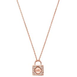 Kette mit Anhänger Michael Kors "PREMIUM, SCHLOSS, MKC1629AN" Halsketten Gr. Silber 925 (Sterlingsilber), Länge: 43 cm, rosegold (roségoldfarben, kristallweiß, kristallweiß) Damen Ketten mit Anhänger