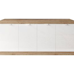 Sideboard Lc "Slim" Sideboards Gr. B/H/T: 181 cm x 82 cm x 42 cm, braun (eiche cadiz nb, weiß hochglanz lack) Sideboards