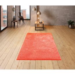 Teppich my home "Desner, Hochflor Teppiche" Teppiche Gr. B/L: 200 cm x 200 cm, 38 mm, 1 St., orange (apricot) Esszimmerteppiche