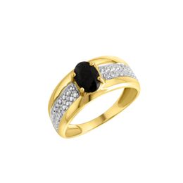 Goldring Firetti "Schmuck Geschenk Gold 333 Damenring Edelstein Farbstein" Fingerringe Gr. 18, 0,01 ct P2 = erkennbare Einschlüsse, Gelbgold 333-Diamanten, 2 mm, schwarz (gelbgoldfarben, weißgoldfarben, schwarz, schwarz) Damen Fingerringe