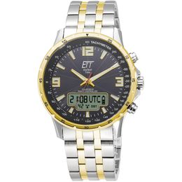 Funkchronograph ETT "Professional, EGS-11553-21M" Armbanduhren silberfarben (silbergoldfarben) Herren Solaruhren