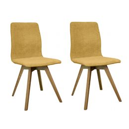 4-Fußstuhl Andas "Rania" Stühle Gr. B/H/T: 45 cm x 91 cm x 55 cm, 2 St., Microfaser, Keder + Massivholz, gelb (gelb, eiche natur) 4-Fuß-Stühle