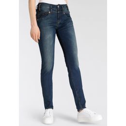 Slim-fit-Jeans Herrlicher "PEARL SLIM ORGANIC" Gr. 25, Länge 32, blau (clean) Damen Jeans Röhrenjeans