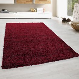 Hochflor-Teppich Bruno Banani "Shaggy Soft" Teppiche Gr. B/L: 160 cm x 230 cm, 30 mm, 1 St., rot (crimson) Esszimmerteppiche gewebt, Uni Farben, besonders weich und kuschelig