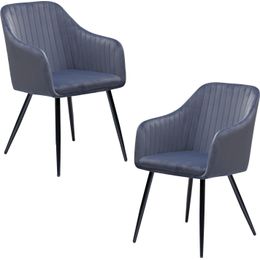 Esszimmerstuhl INTER-FURN "Savona" Stühle Gr. B/H/T: 53 cm x 85 cm x 57 cm, 2 St., Samt Samtoptik, Metall, blau (hellblau, schwarz) Küchenstühle