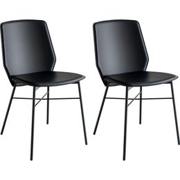 4-Fußstuhl CONNUBIA "SIBILLA CB/1959" Stühle Gr. B/H/T: 45 cm x 83 cm x 56 cm, 2 St., regeneriertes Leder, Metall, schwarz (schwarz, schwarz) 4-Fuß-Stühle