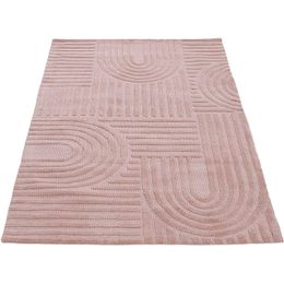 Teppich CarpetFine "Holly 4 - Soft Touch Microfaser Teppich" Teppiche Gr. B/L: 240 cm x 340 cm, 12 mm, 1 St., rosa Esszimmerteppiche