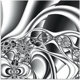 Wandbild Artland "Silberne Kette" Bilder Gr. B/H: 100 cm x 100 cm, Alu-Dibond-Druck Muster quadratisch, 1 St., silberfarben Kunstdrucke