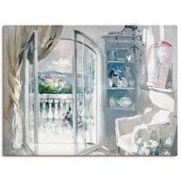Leinwandbild Artland "Sonniger Raum" Bilder Gr. B/H: 120 cm x 90 cm, Fensterblick Querformat, 1 St., weiß Leinwandbilder