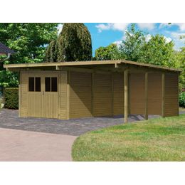 Doppelcarport Karibu "Eco 2" Carports Gr. H: 206 cm, braun Carports